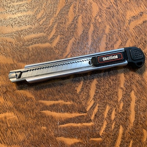 RARE Sheffield Box Cutter W Finger Grips Screw Locks Blade Thumb Slider ...