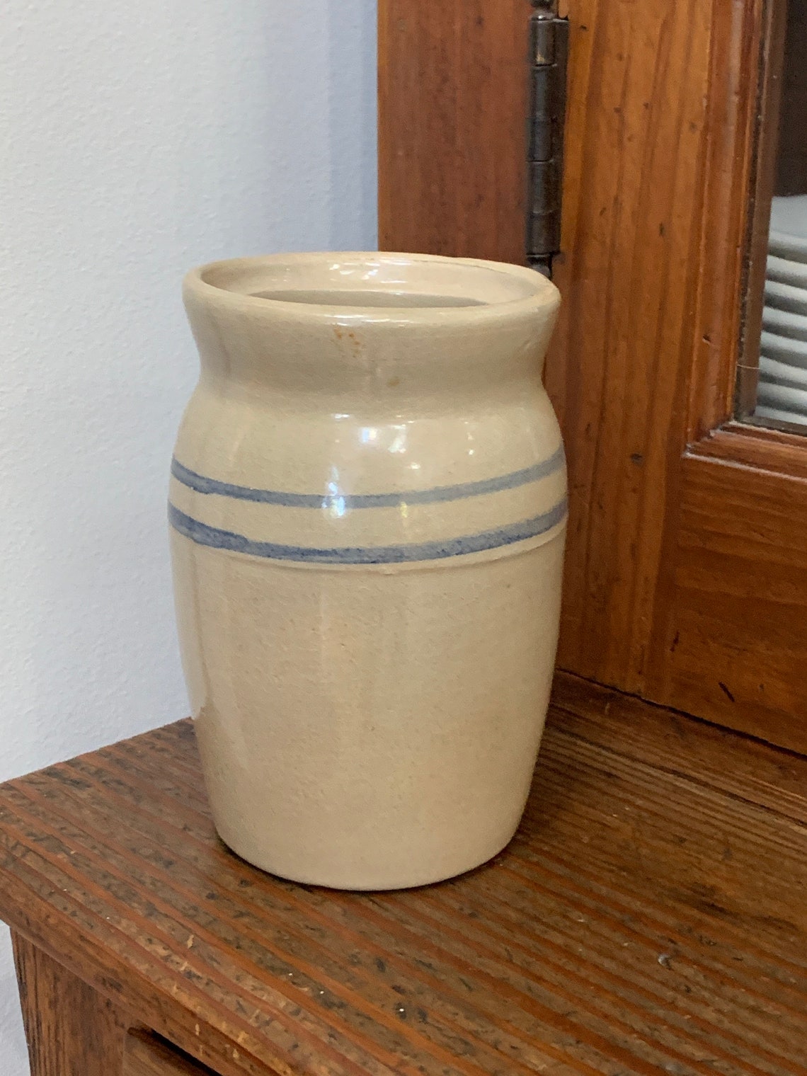 RARE Antique CROCK STONEWARE Pottery 2 Cobalt Blue Lines 3 - Etsy