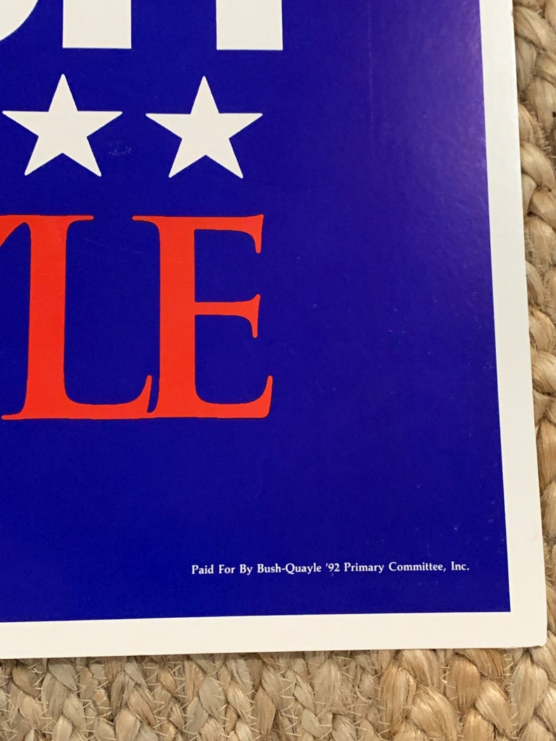 Rare 1992 BUSH QUAYLE YARD Sign Poster With Stars 14 X 20 - Etsy