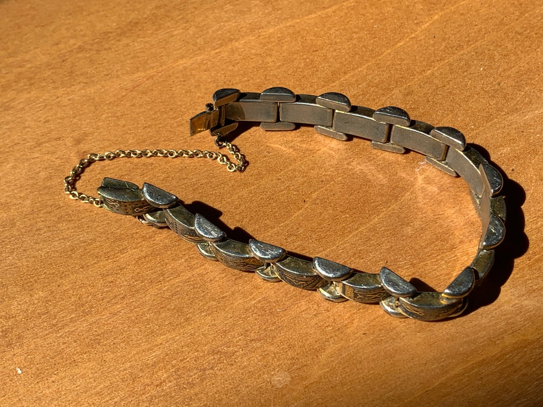 Rare 60s Spanish Bracelet Rectangular Links Damascene Design Bought in ...