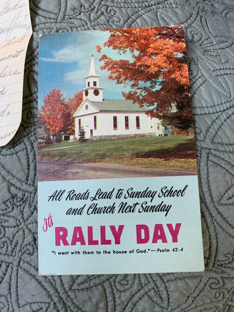 Rare 50s CHURCH RALLY Color POSTCARD & Written Prayer Card - Etsy