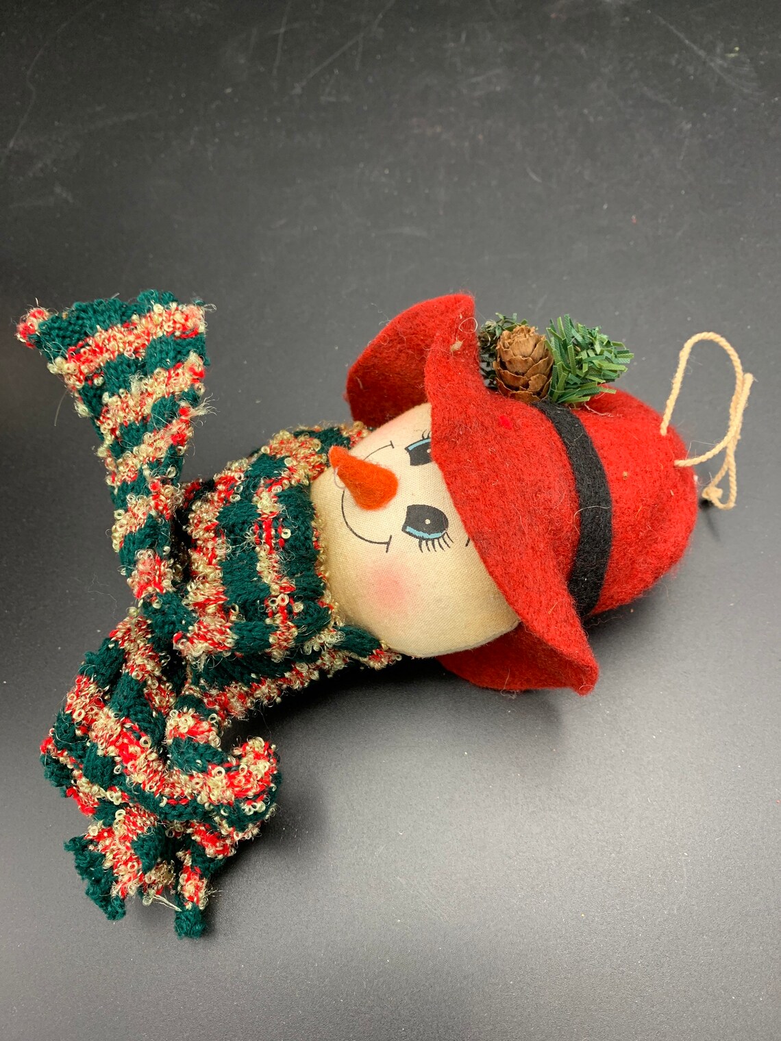 RARE Vintage Cracker Barrel Snowman Ornament Fedora Carrot | Etsy