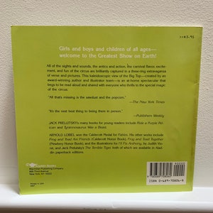 1974 CIRCUS Book Poetry by Jack Prelutsky Pictures by Arnold Lobel 1st ...