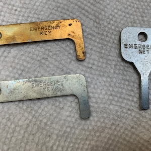 Vintage EMERGENCY KEYS (3) Blank on Back of Each L Shaped Are Each 1 3/ ...