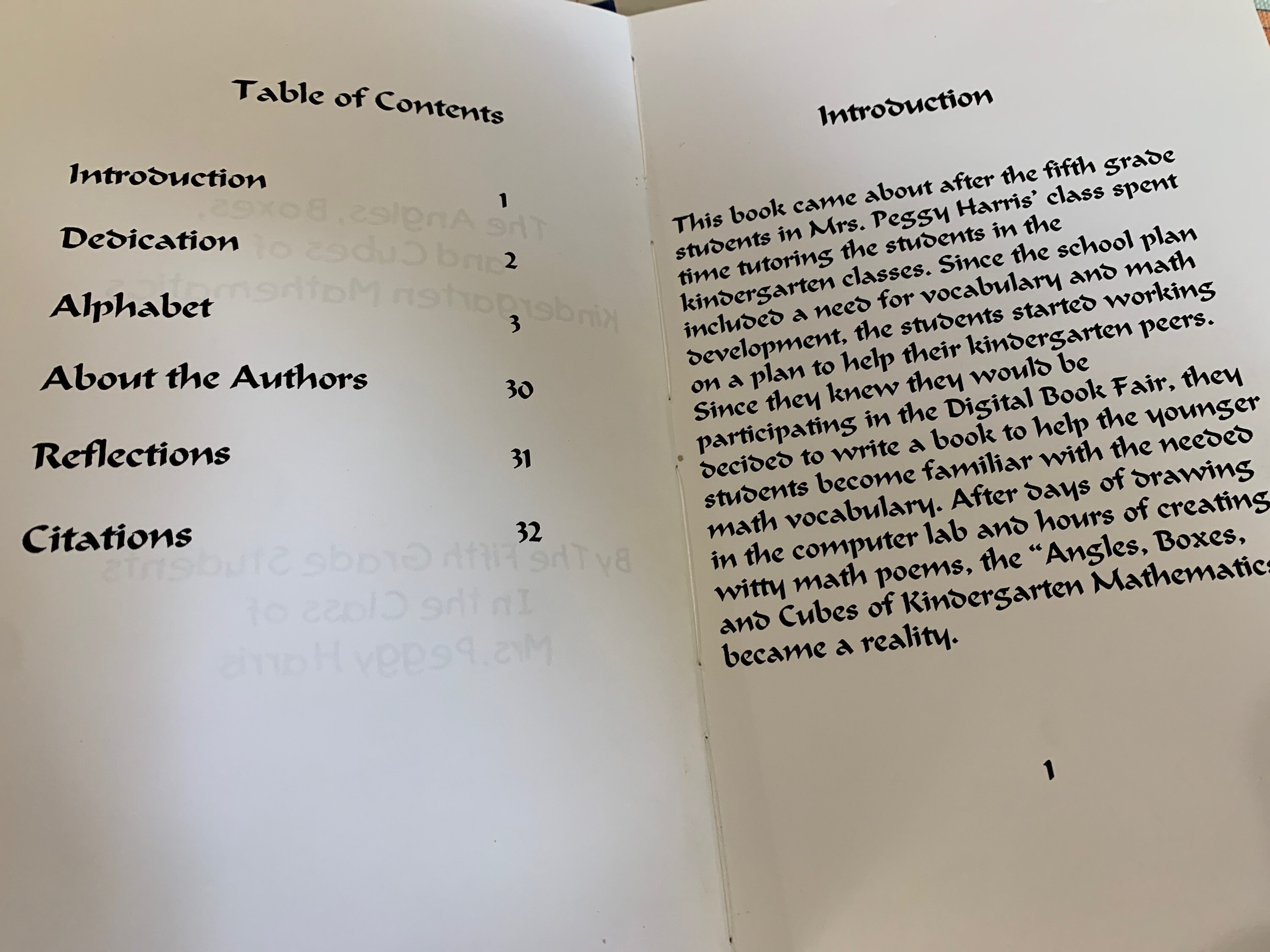 Rhymed Math Book for Kindergarten by Peggy Harris' 5th Graders "angles ...
