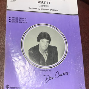 RARE 1982 MICHAEL JACKSON Song "beat It" Piano Sheet Music Arranged by ...