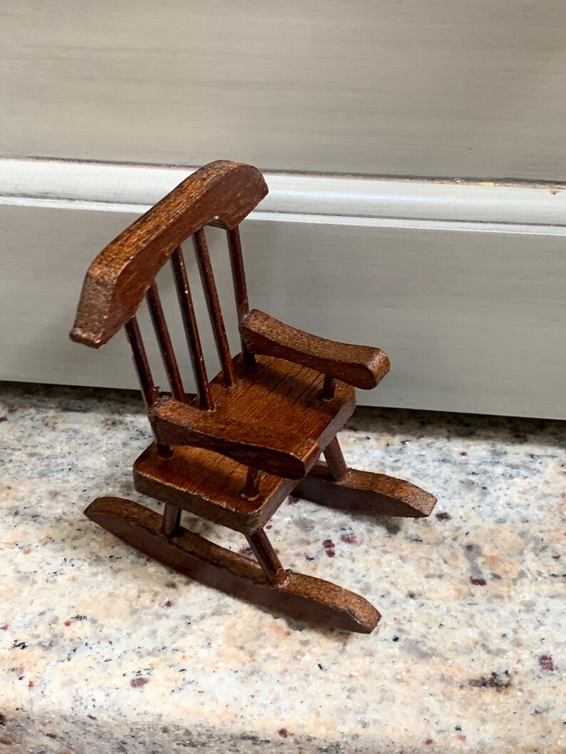 Rare 70s-80s Dollhouse Furniture Rocking Chair Wooden W Arms - Etsy