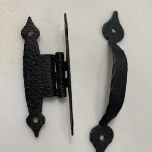 Vintage 60s Handle Pull Drawer or Door OR Hinge - Black Forged Iron ...