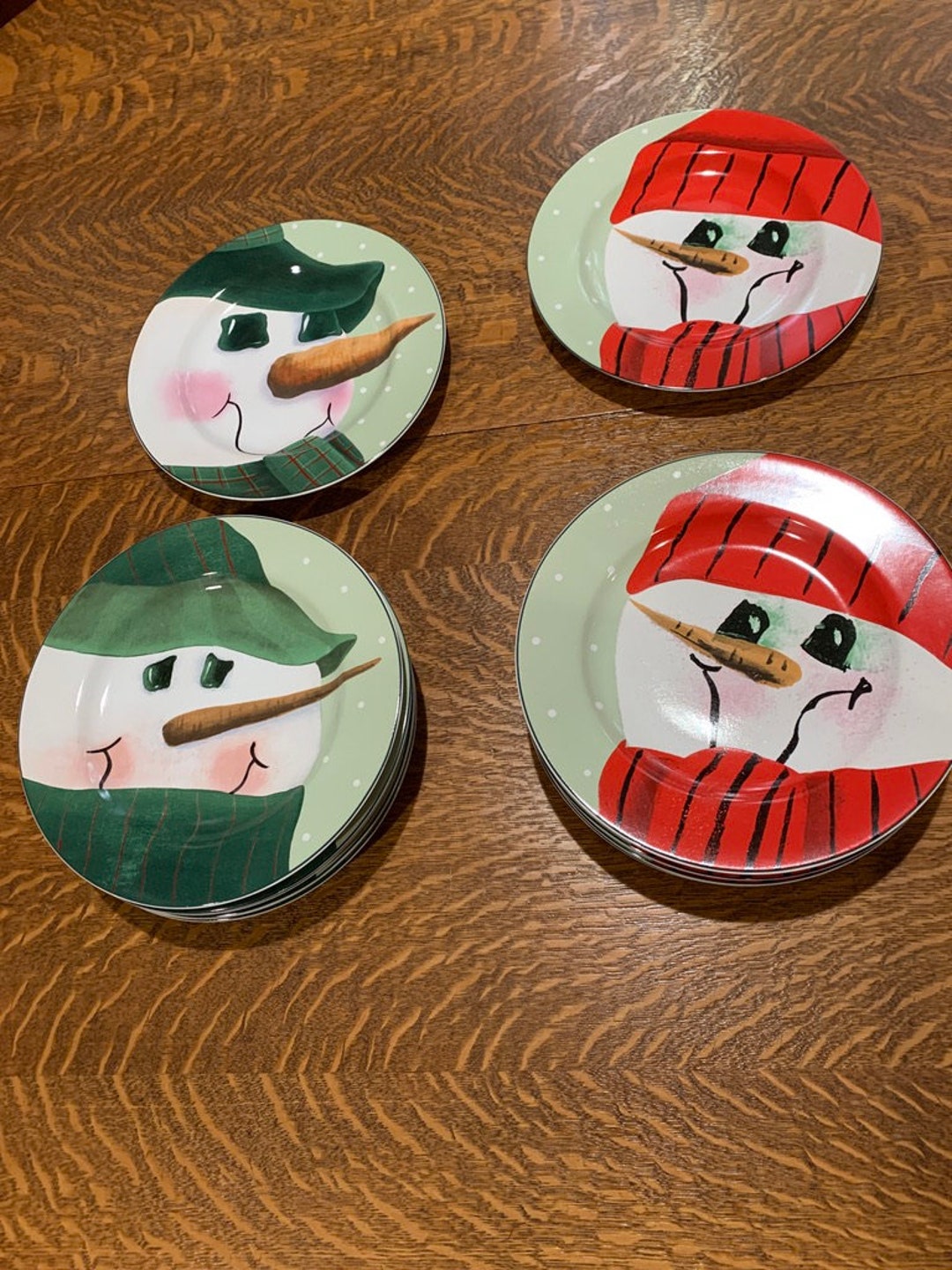 The Sakura Table Fiddlestix 4 PLATES 8 1/4” SNOWMAN Gift CHRISTMAS ...