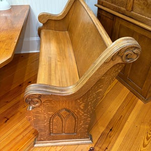 Unique Kitchen Dining - Antique Tiger Oak 2 Church Pews Matching W ...