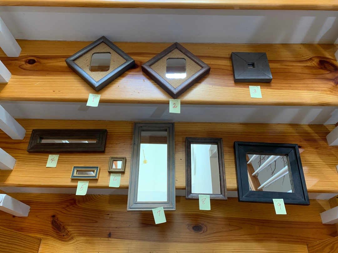 Rare 70s MIRROR WOODEN FRAMED- Choose One - Gift Ready to Hang Vintage ...