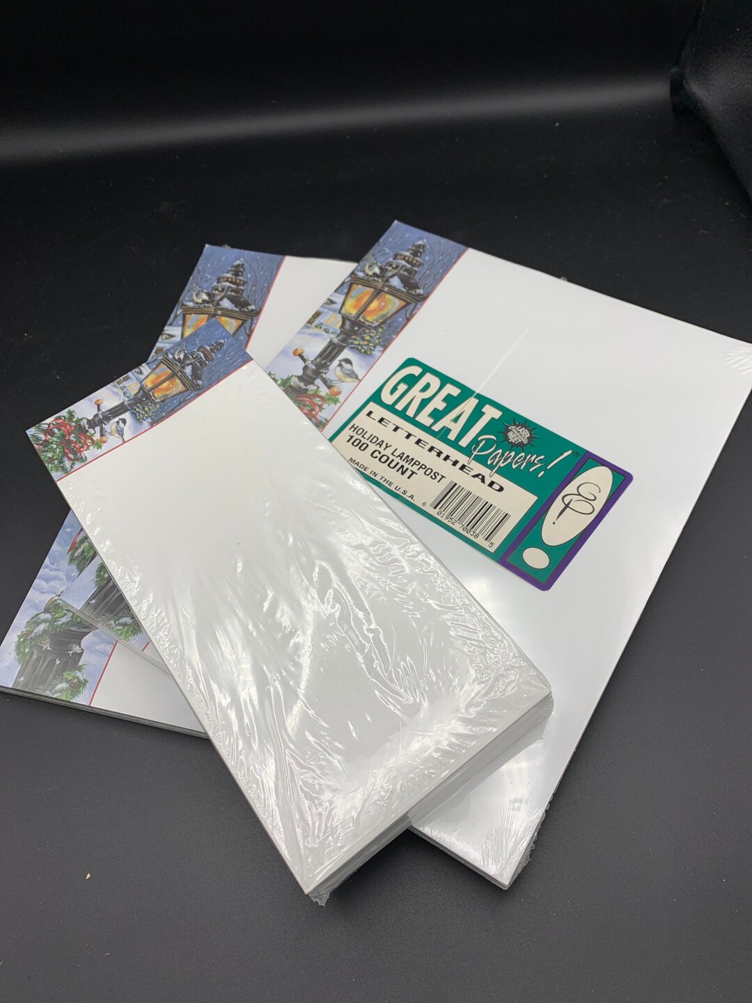 90s HOLIDAY LETTERHEAD LAMPPOST Bird Greenery 200 Pp & 50 Envelopes ...