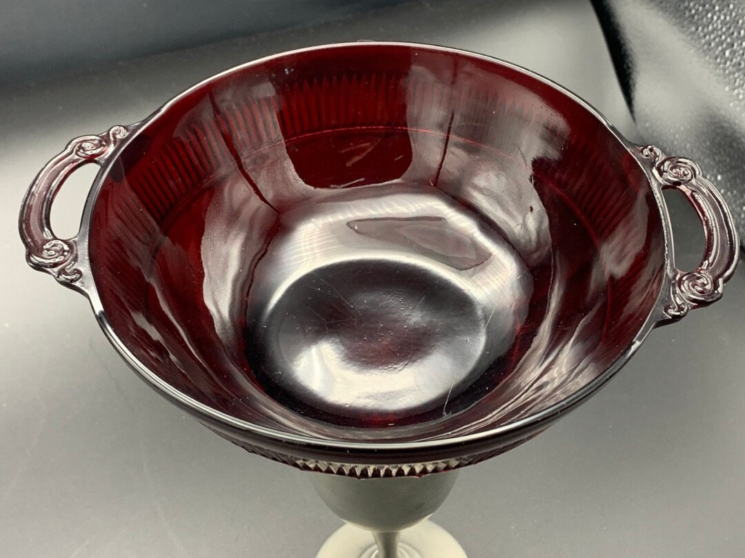 Vintage Ruby Red Depression Glass Berry Bowl and Plates, 3-piece Set - Etsy