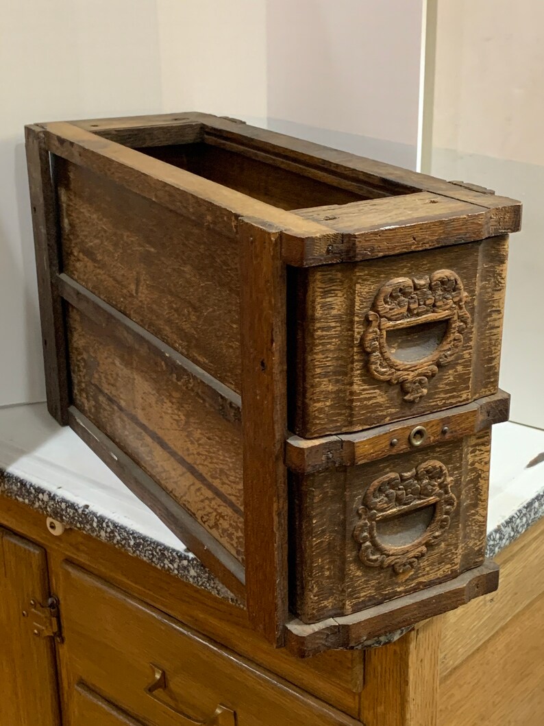 RARE Set of 2 Antique Oak Sewing Drawers Solid Wooden TWO in - Etsy