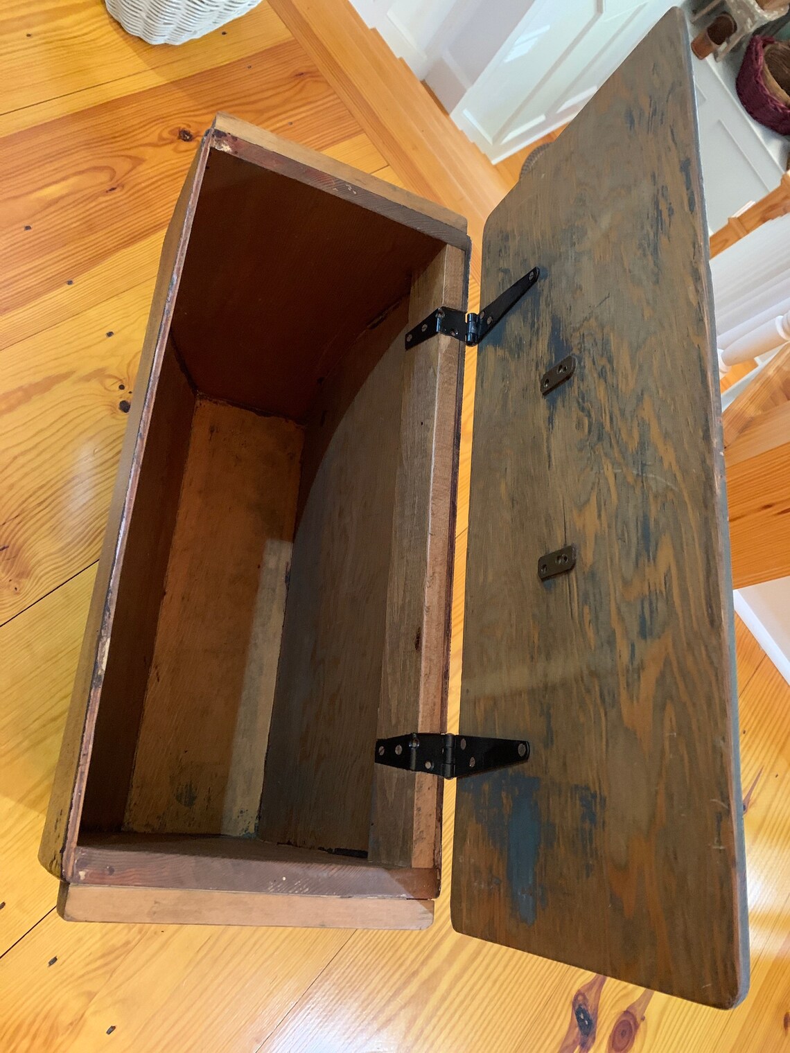 Rare ANTIQUE CURVED BOX Storage Hinged Lid Unusual Wooden | Etsy