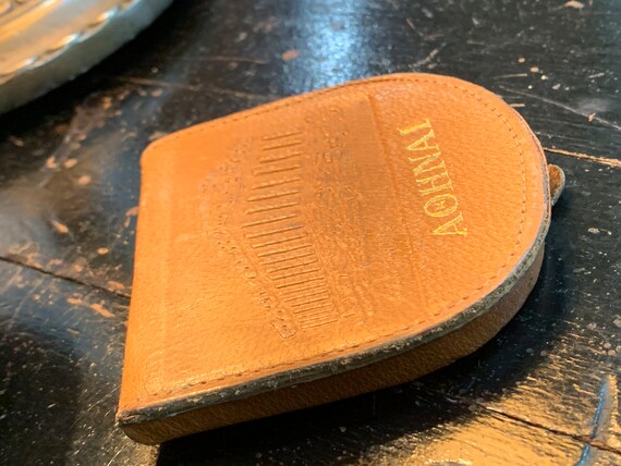 RARE 60s Greek Leather Money Coin Pouch Bag Handcraft… - Gem