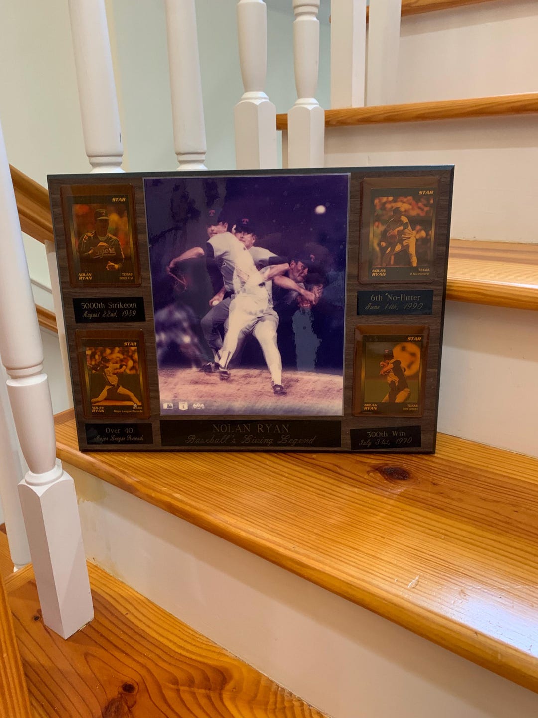 Nolan Ryan Baseball’s Living Legend on Wooden Plaque 16”w X 12”h X 3/4 ...