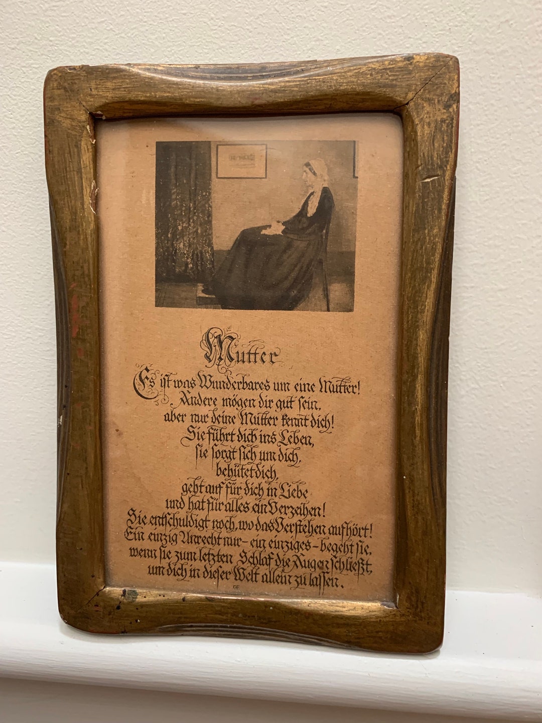 MOTHER Mutter German Gift POEM in Whistler's Mother Sweet Size in Easel ...
