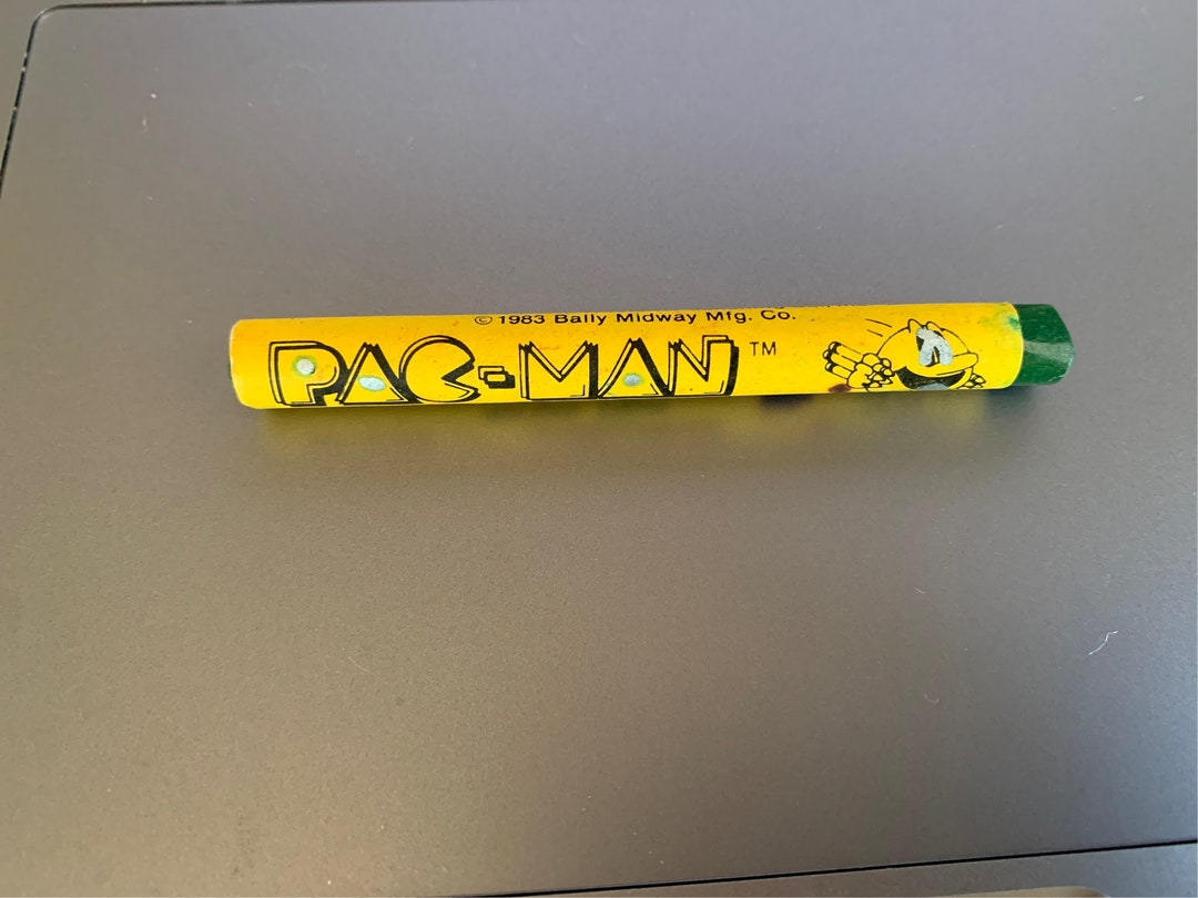 Rare 1983 PAC-MAN CRAYON Gobblin' Green Non Toxic Vintage Bally Midway ...