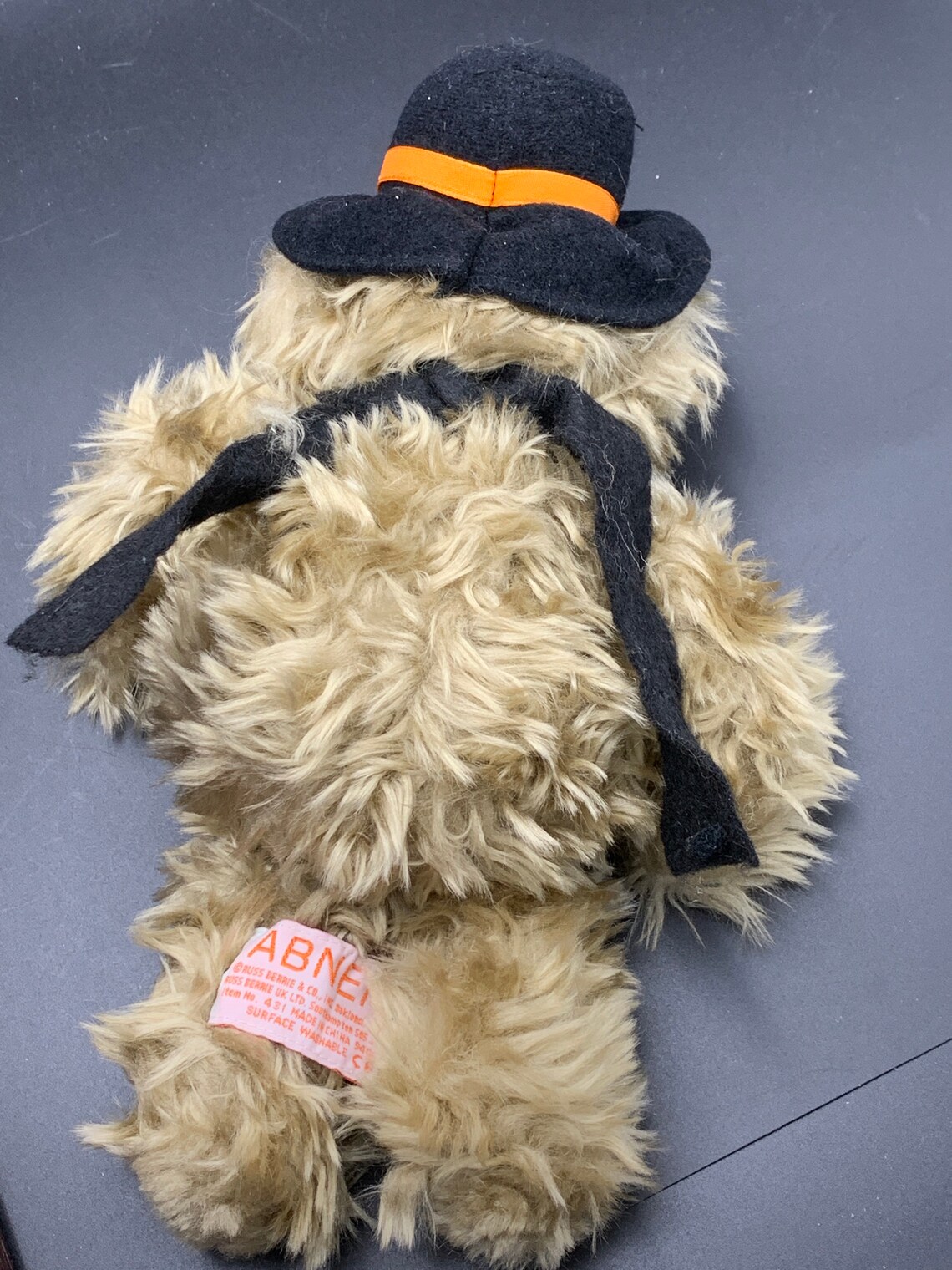 Vintage PLUSH RUSS BERRIE Stuffed Bear Abner Tag; Brown Felt Hat ...