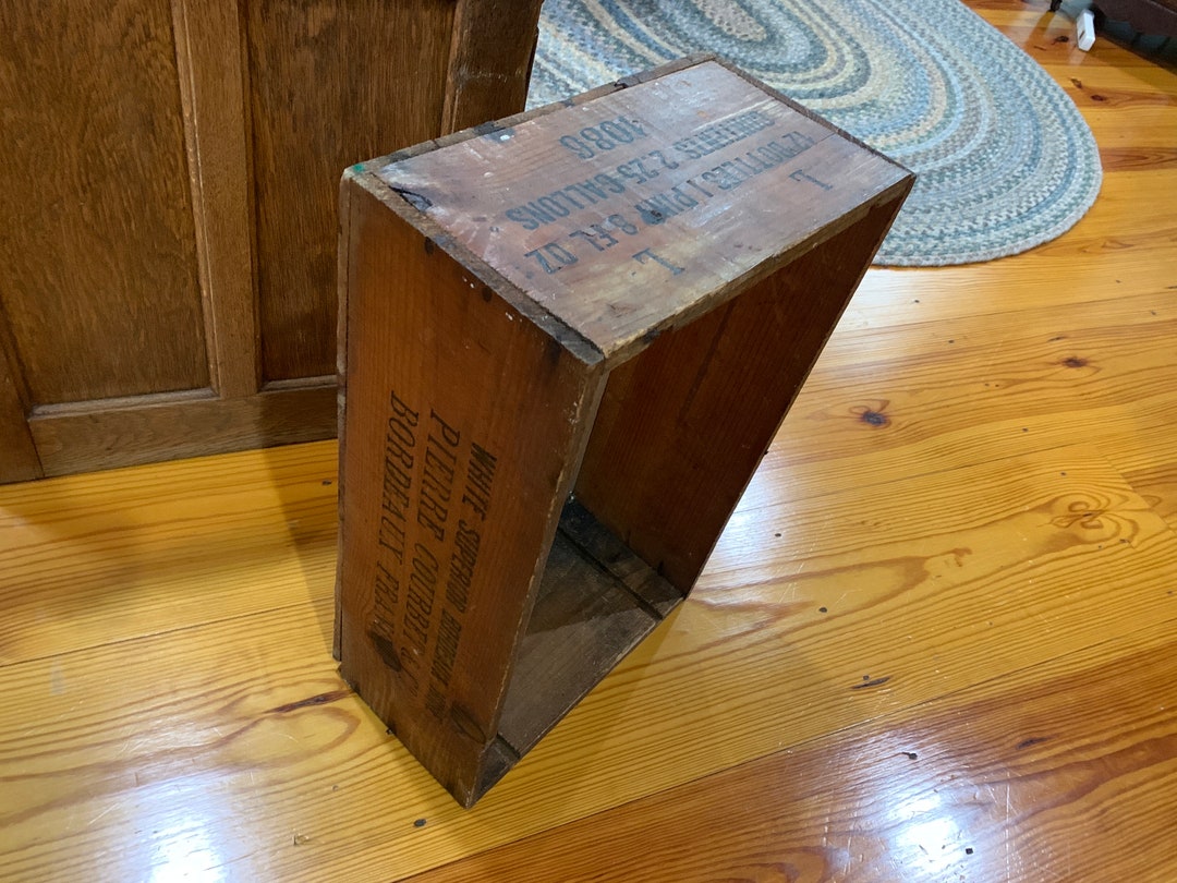RARE French Wooden Wine Box Beautifully Aged Engraved All Sides White ...