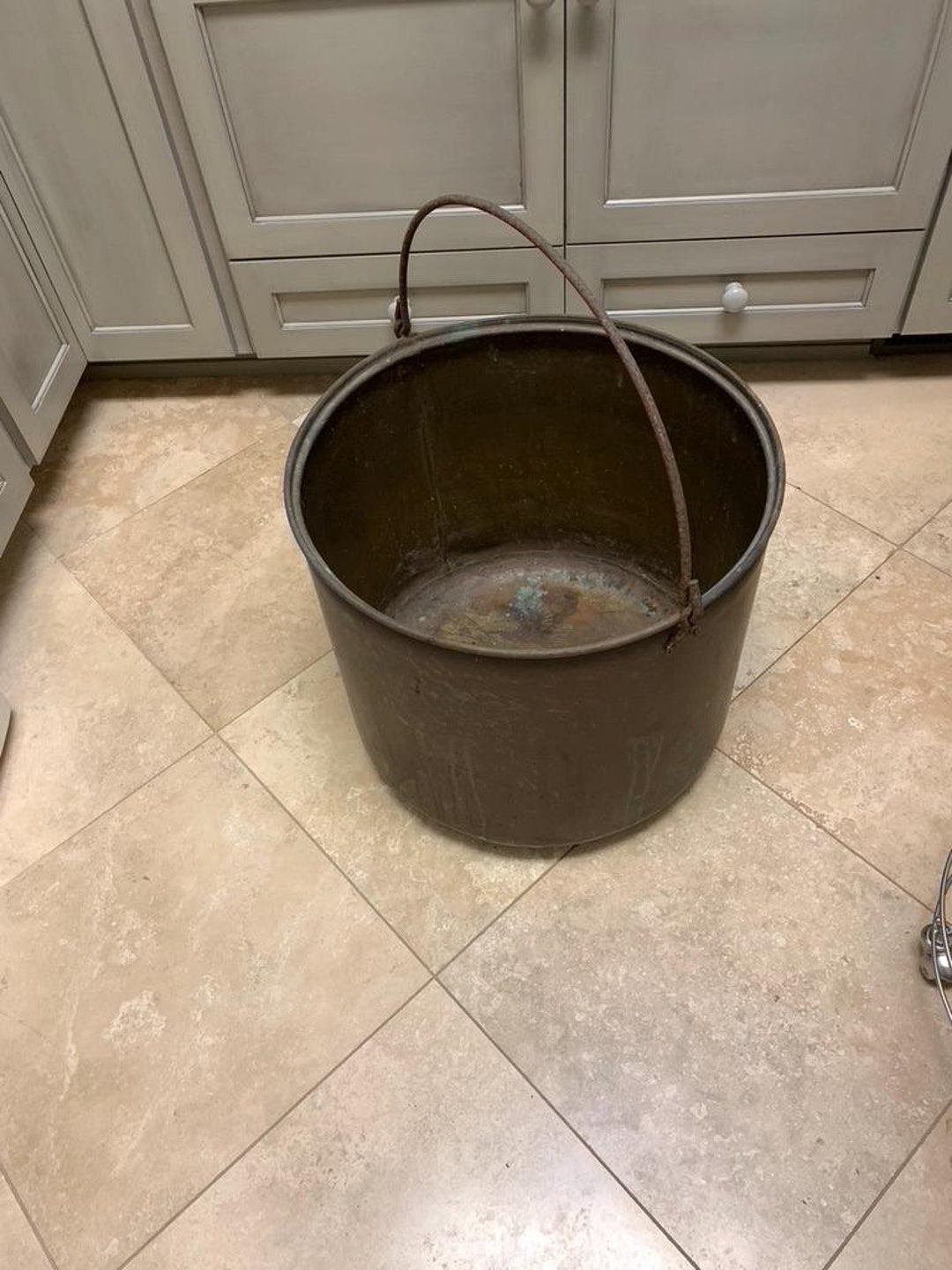 Rare SOLID COPPER PLANTER Hammered W Bale Handle Super Large Very Heavy ...