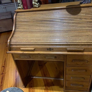 Rare S-CURVE ROLLTOP DESK Antique Tiger Oak (not Free Ship) Smooth ...