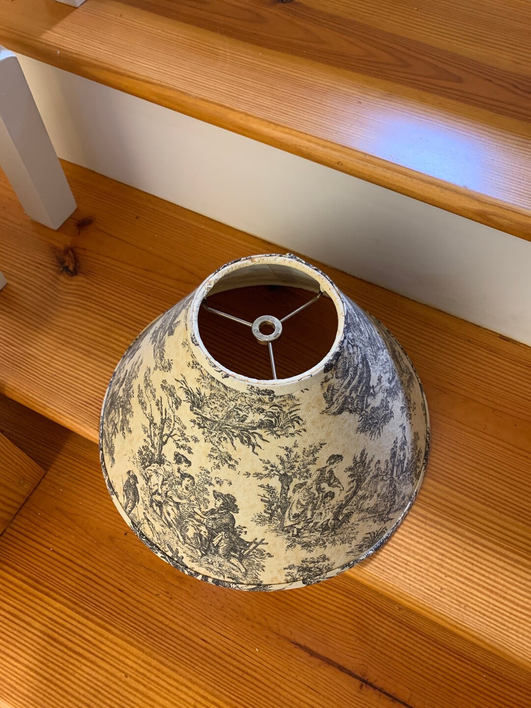 Rare Toile Lamp Shade Tapered Conical Black & Beige Toile Fabric ...