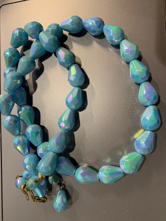 Mid-century Necklace Czech Pear shaped Glass beaded F… - Gem