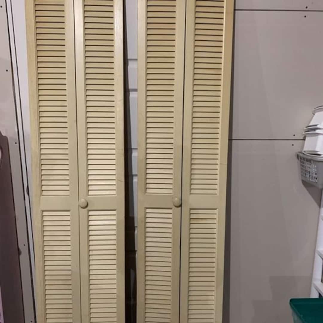 60s Louvered Closet Hinged 4 Folding Doors Solid Wooden Pine 79 1/4"h ...