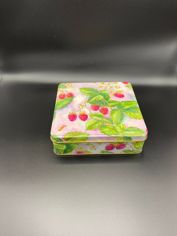 Rare 80s RASPBERRIES TIN CONTAINER Square Collectible 8 1/2 X | Etsy
