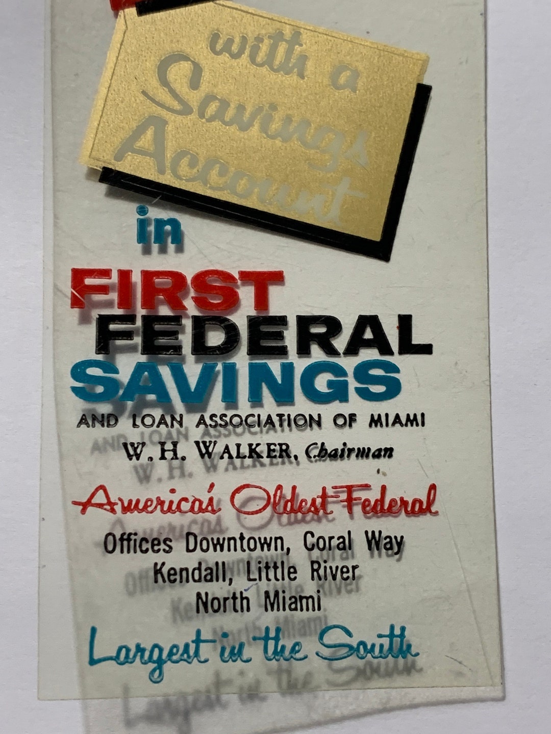 RARE 40s-50s ADVERTISING MIAMI Vintage Bank Colorful First Federal ...