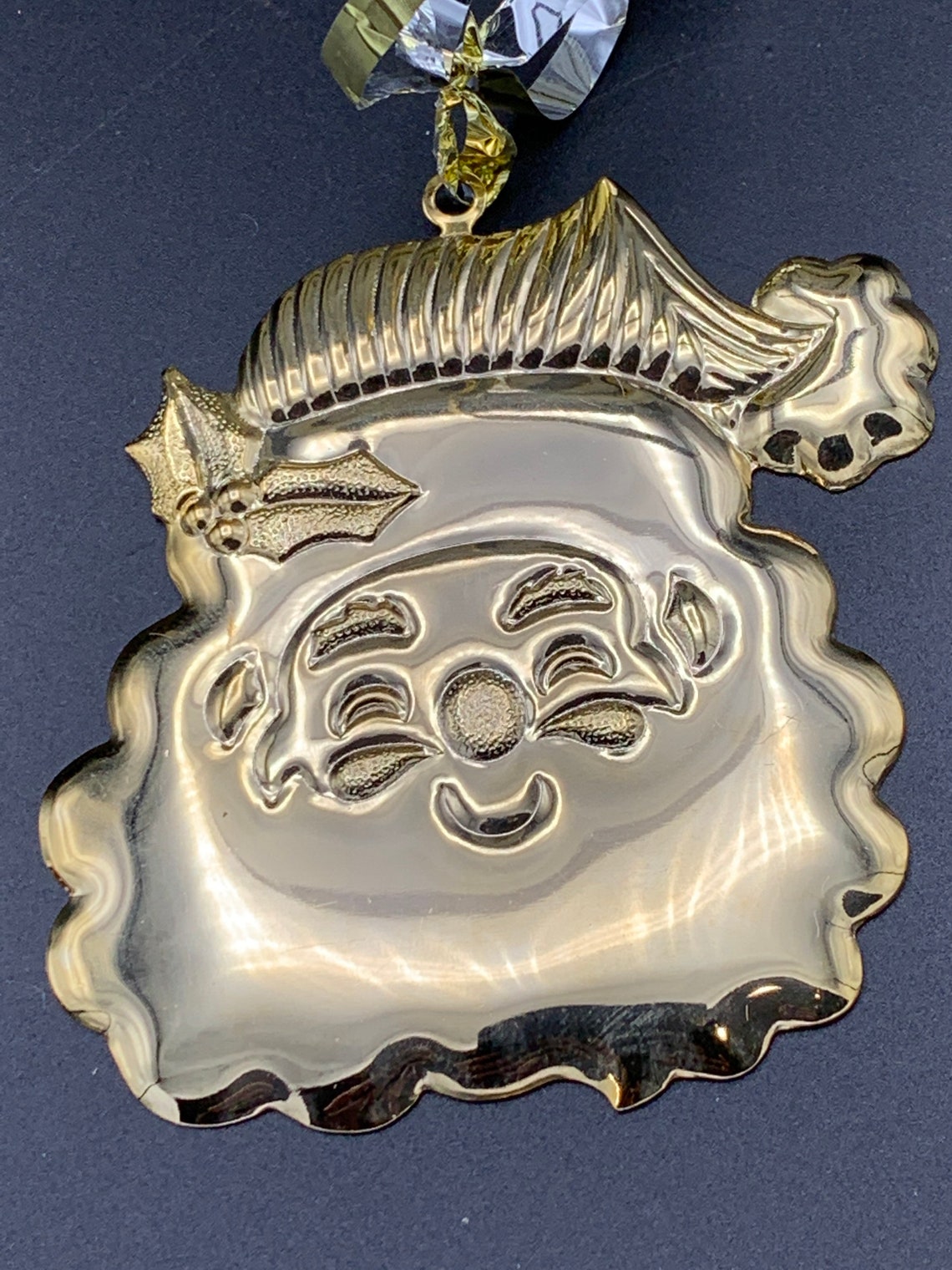 Rare 80s SANTA ORNAMENT BRASS 3w X 3h X 1/4 Thick Raised | Etsy