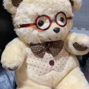 RARE Teddy Bear Soft Beige Plush GIFT Celebrate Eyewear Classy Vest Bow ...
