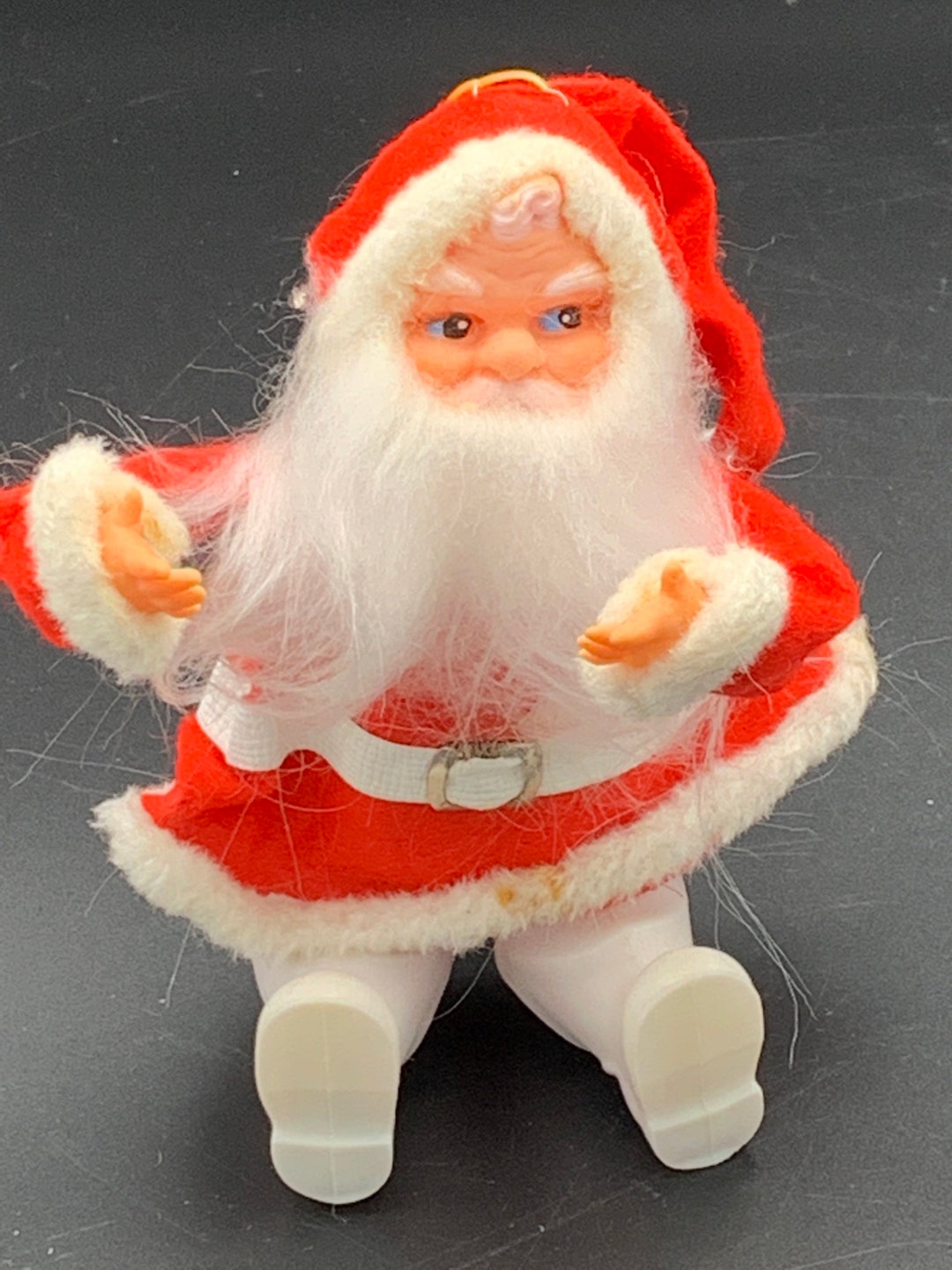 50s-60s Santa Claus Ornament Japan 7 1/2” Standing Plus 4” Hat Sits ...