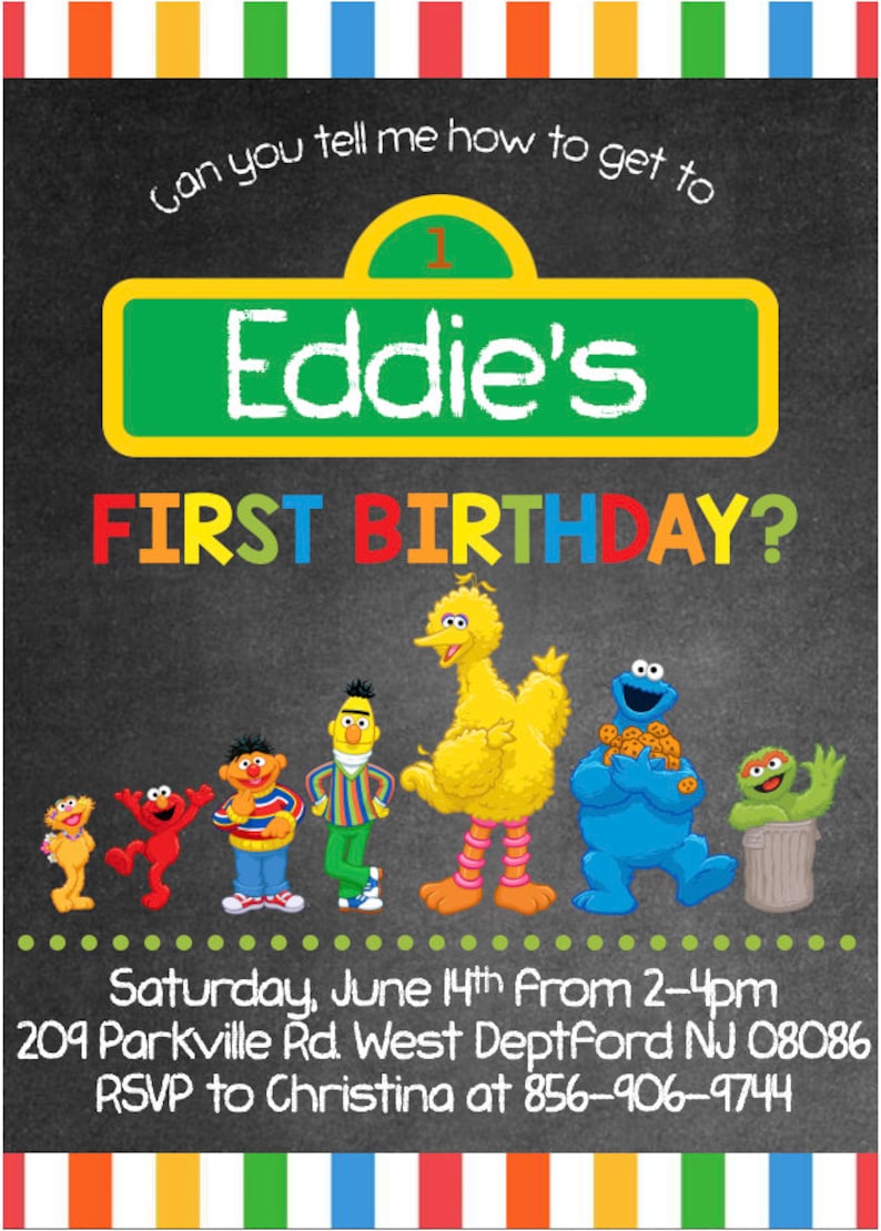 Sesame Street Birthday Invite - Etsy
