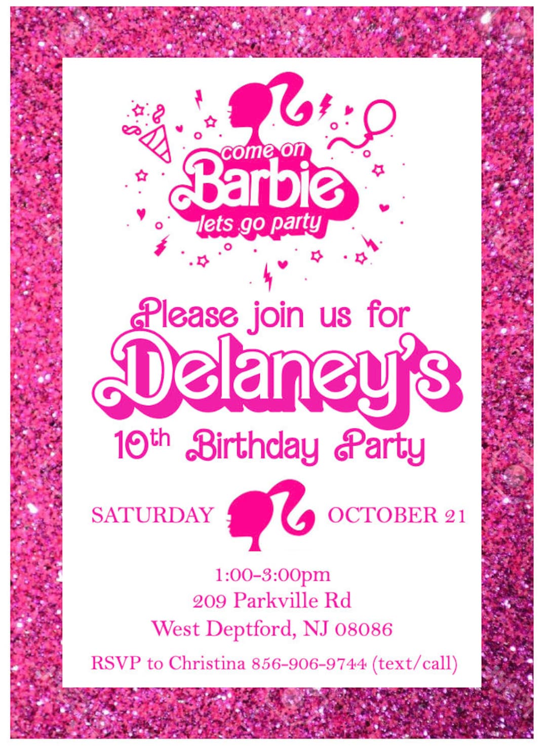 Barbie Birthday Invite - Etsy