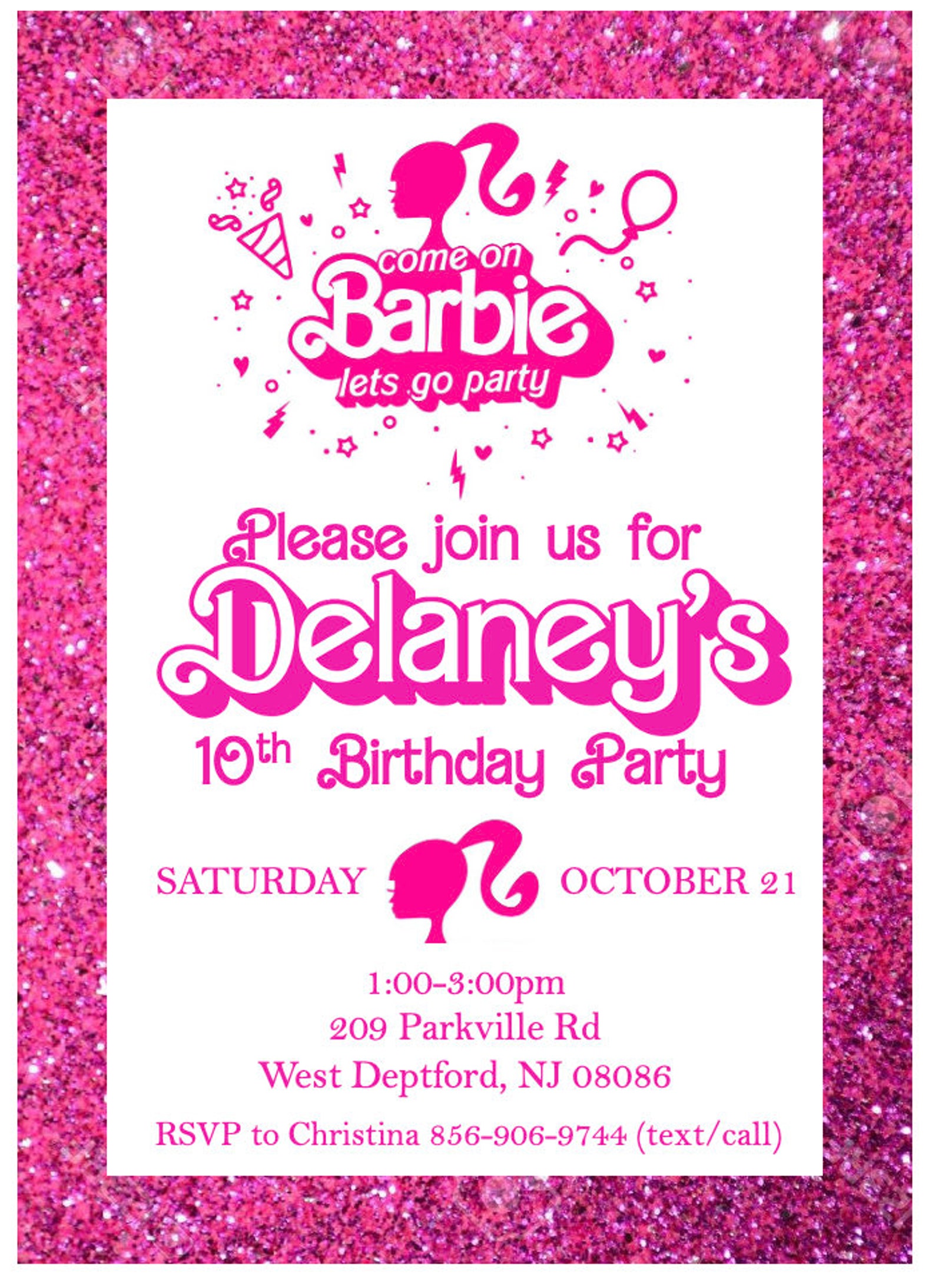 Barbie Birthday Invite - Etsy