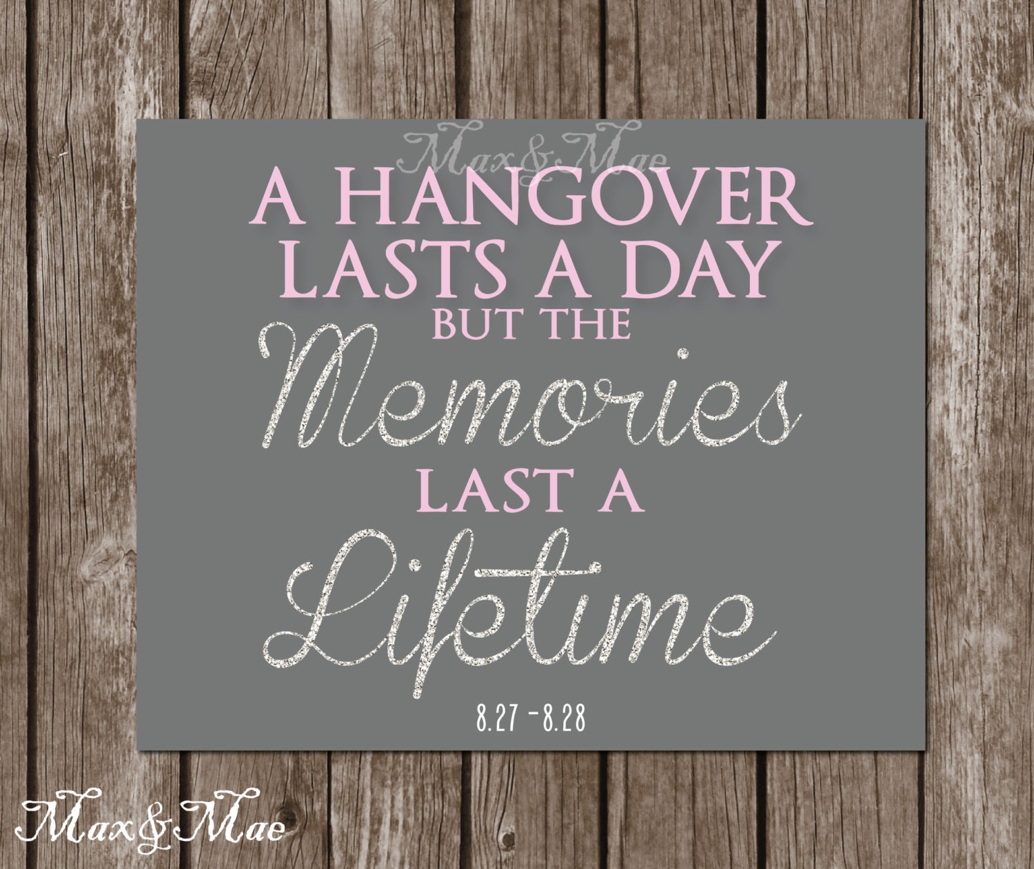 Hangover Lasts A Day Memories Last A Lifetime 8x10 Birthday Etsy