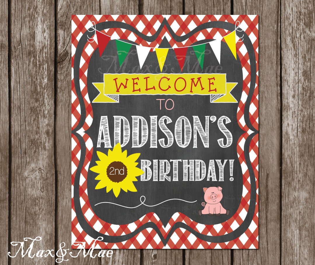 Farm Birthday Poster Sunflower Welcome Sign Thank You Tag - Etsy