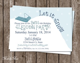 Sledding Birthday Party Invitation | Etsy