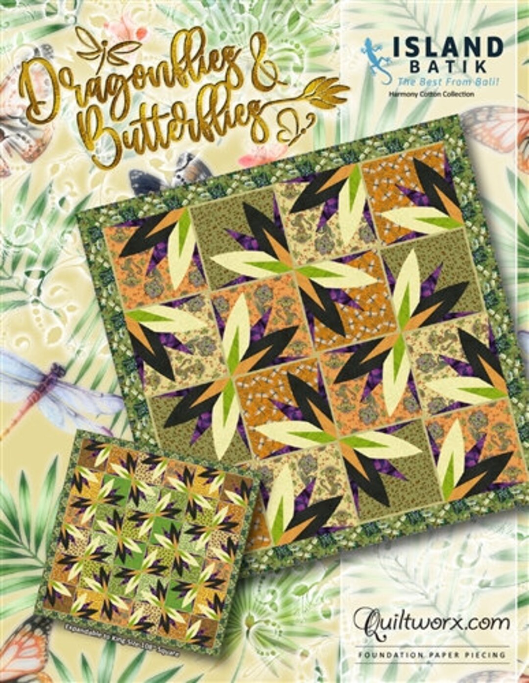 Dragonflies & Butterflies Quilt Kit 68x68, 72x72, 99x99 or 108x108 by ...