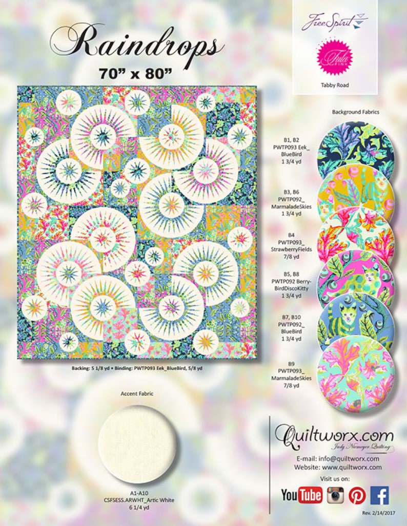 Raindrops Paper Piecing Pattern or Quilt Kit by Quiltworx / - Etsy