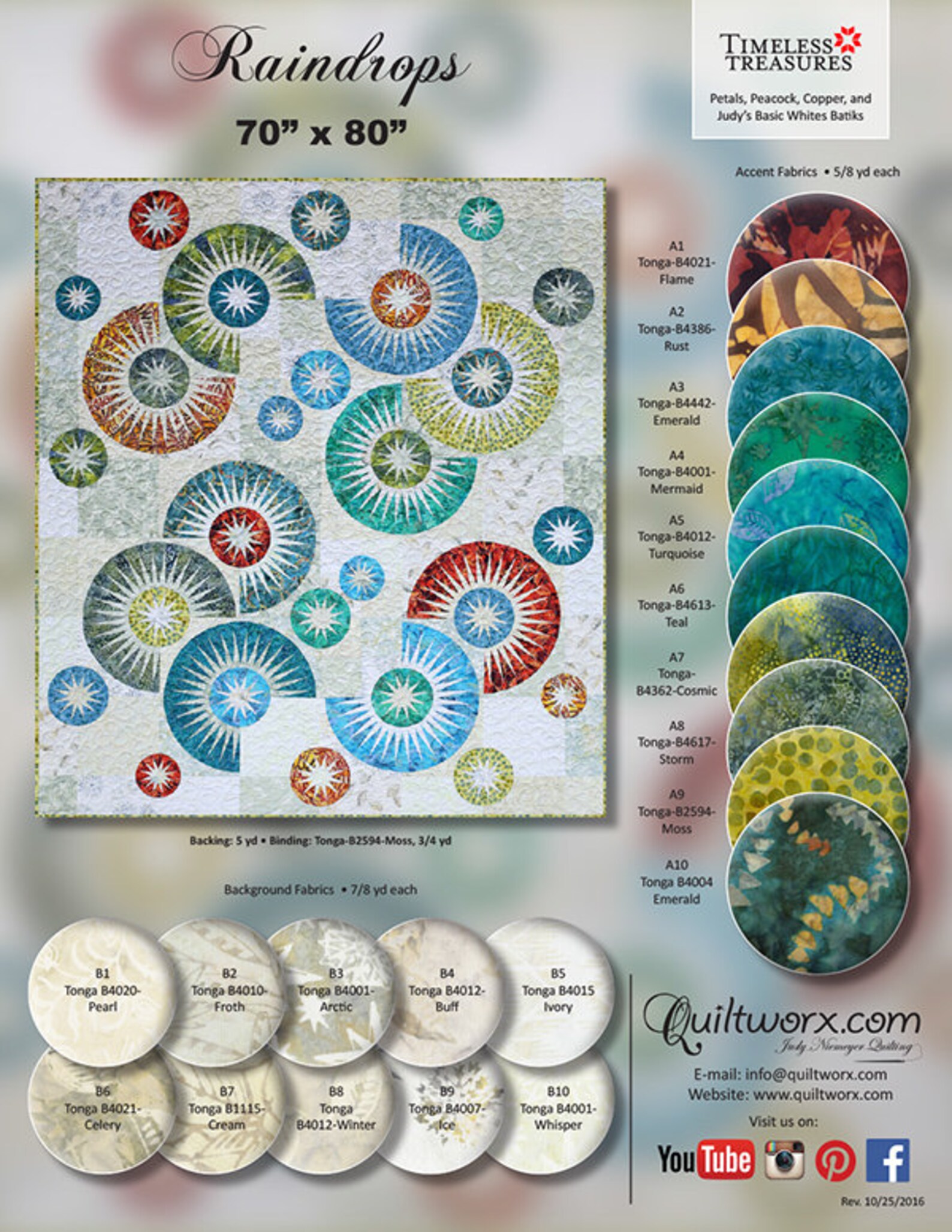 Raindrops Paper Piecing Pattern or Quilt Kit by Quiltworx / - Etsy