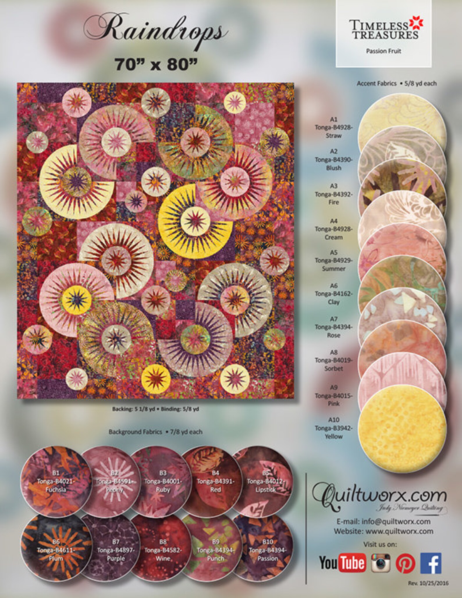 Raindrops Paper Piecing Pattern or Quilt Kit by Quiltworx / - Etsy