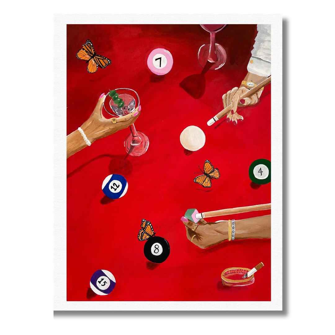 Pool Party Fine Art Print of Women Playing Billiards | Stylish Feminine ...