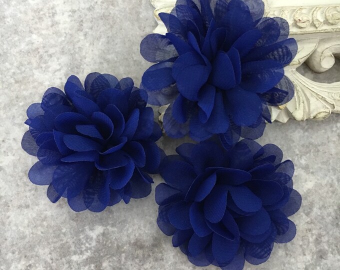 Petite Royal Blue Chiffon Flower Chiffon Flower Flower Puff - Etsy