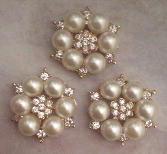 Pearl Button Pearl Brooch Rhinestone and Pearl Center DIY - Etsy