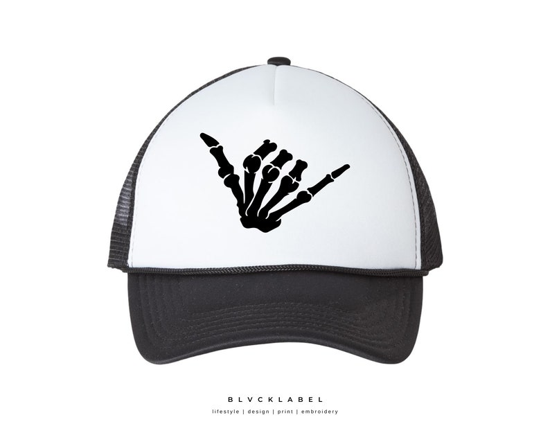 Shaka Skeleton Hand Sign Mesh Hat Snapback | Hang Loose Shaka Hands ...