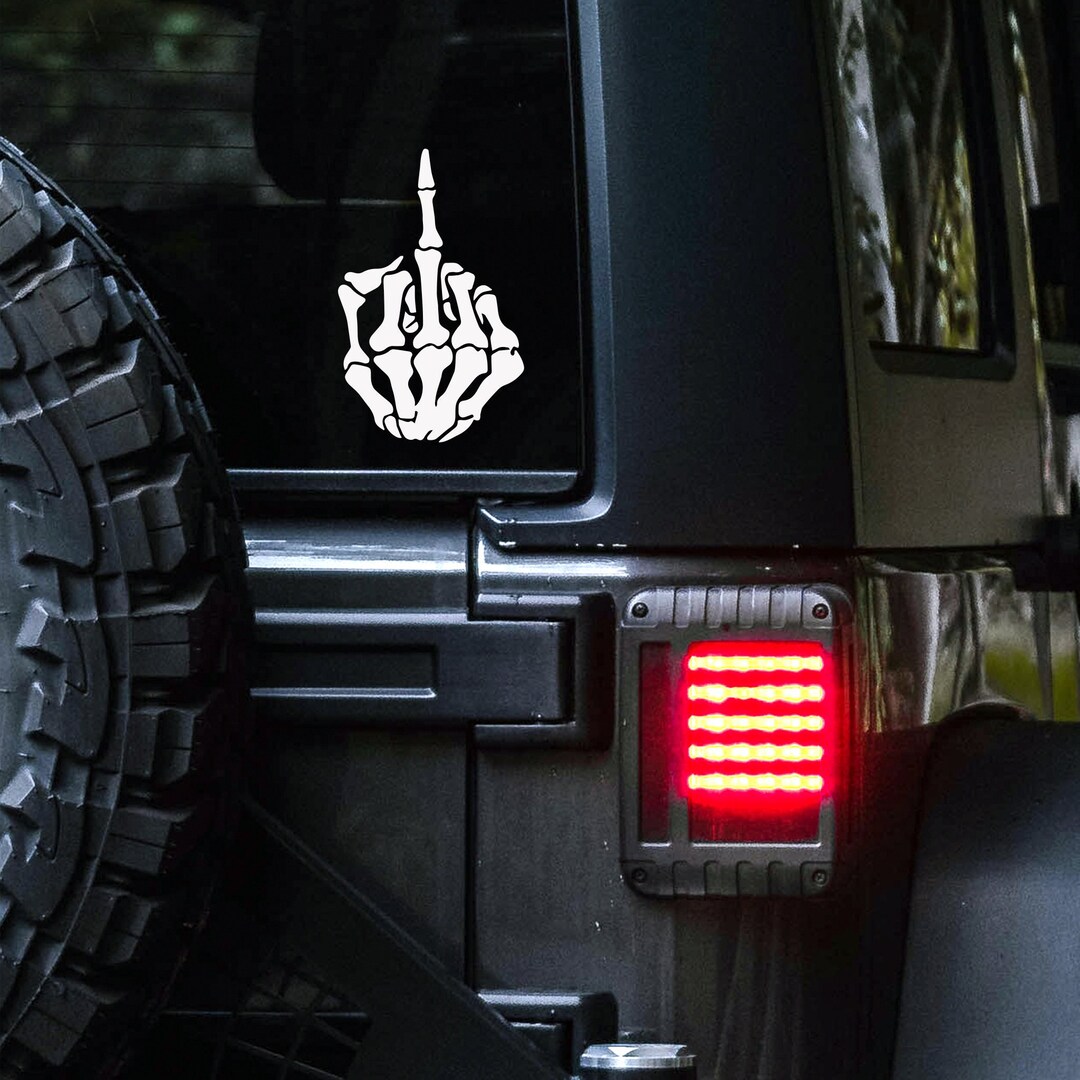Middle Finger Skeleton Bone Hand Vinyl Decal Sticker | Skeleton Hands ...